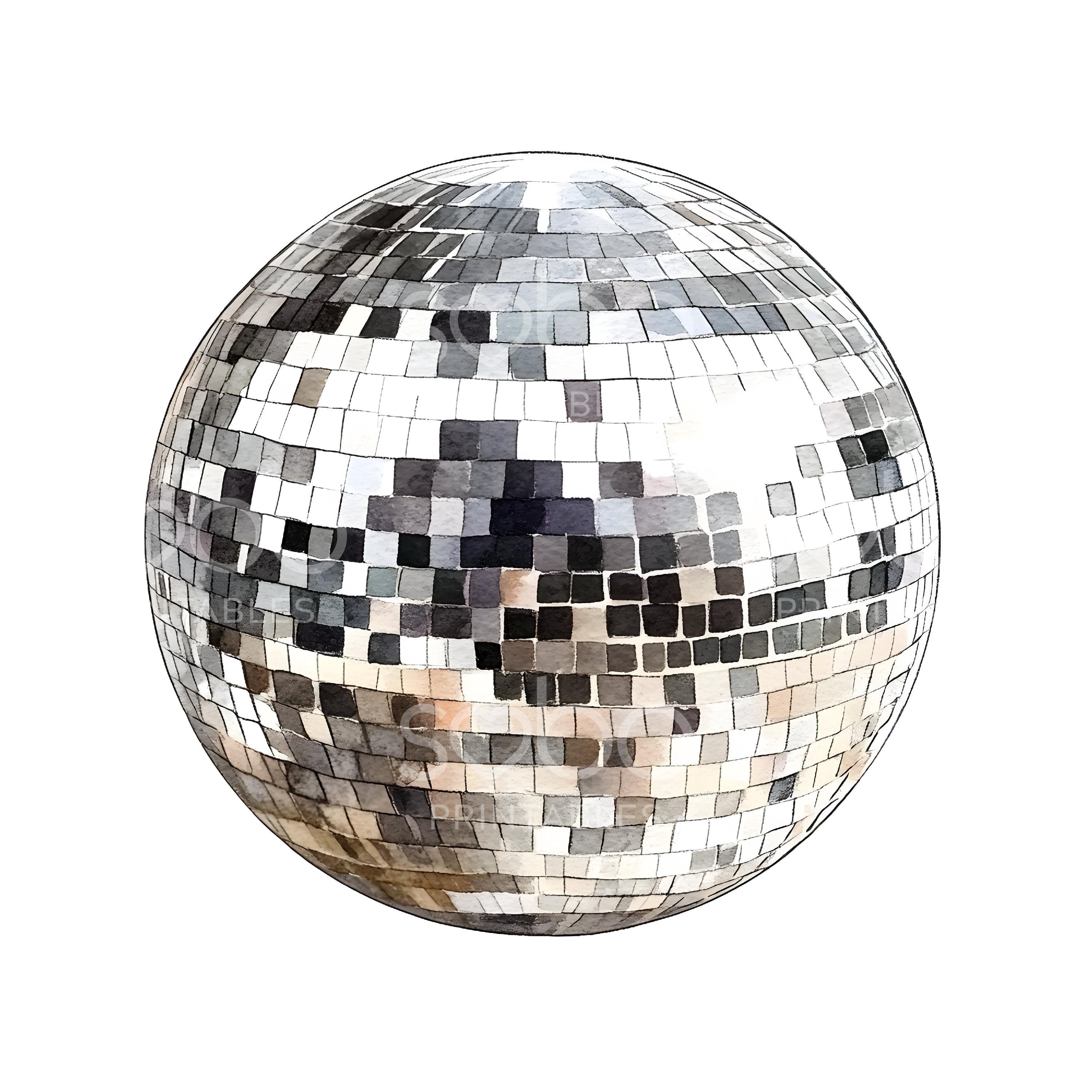 22 Silver Disco Balls Clipart, Retro Party Invite, Printable Watercolor ...