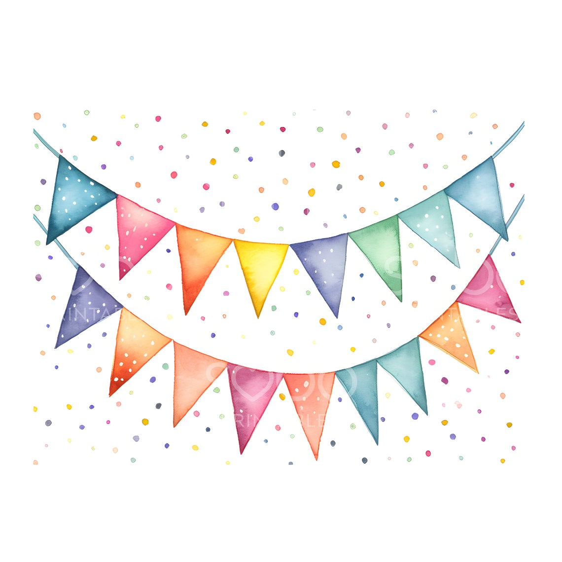 15 Birthday Bunting Clipart, Party Celebration, Watercolor Clipart ...