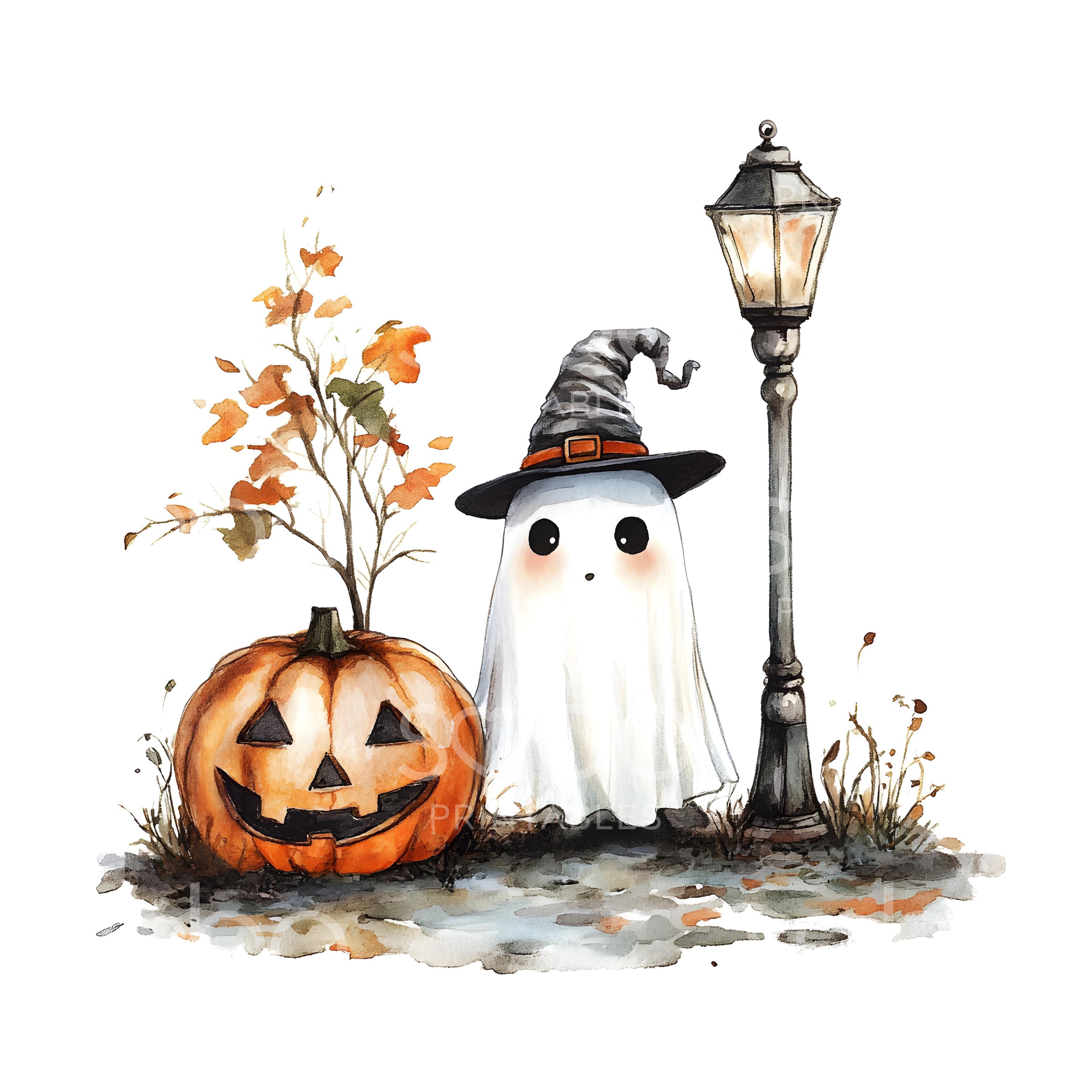 22 Cute Ghost Lamp Clipart, Cute Halloween Clipart, Printable ...