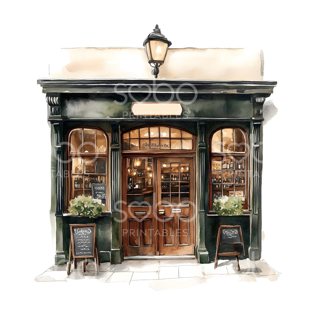 27 Irish Pub Entrance Clipart, Irish Tavern, Printable Watercolor Art ...