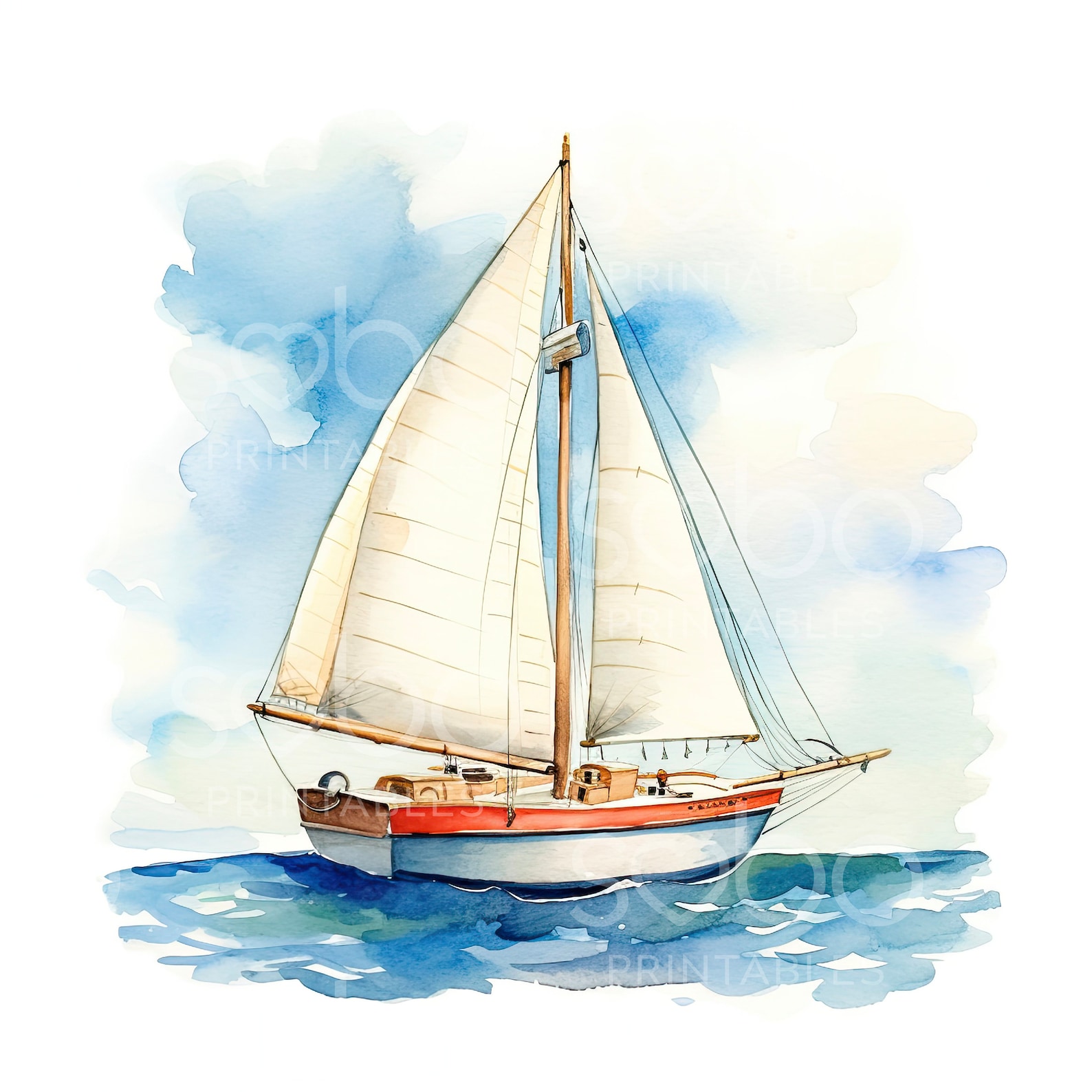 Nautical Sail Boats Clipart 14 High Quality Jpgs, Digital Download ...