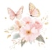 20 Pink Floral Butterflies Clipart, Boho Floral Gold Butterfly ...