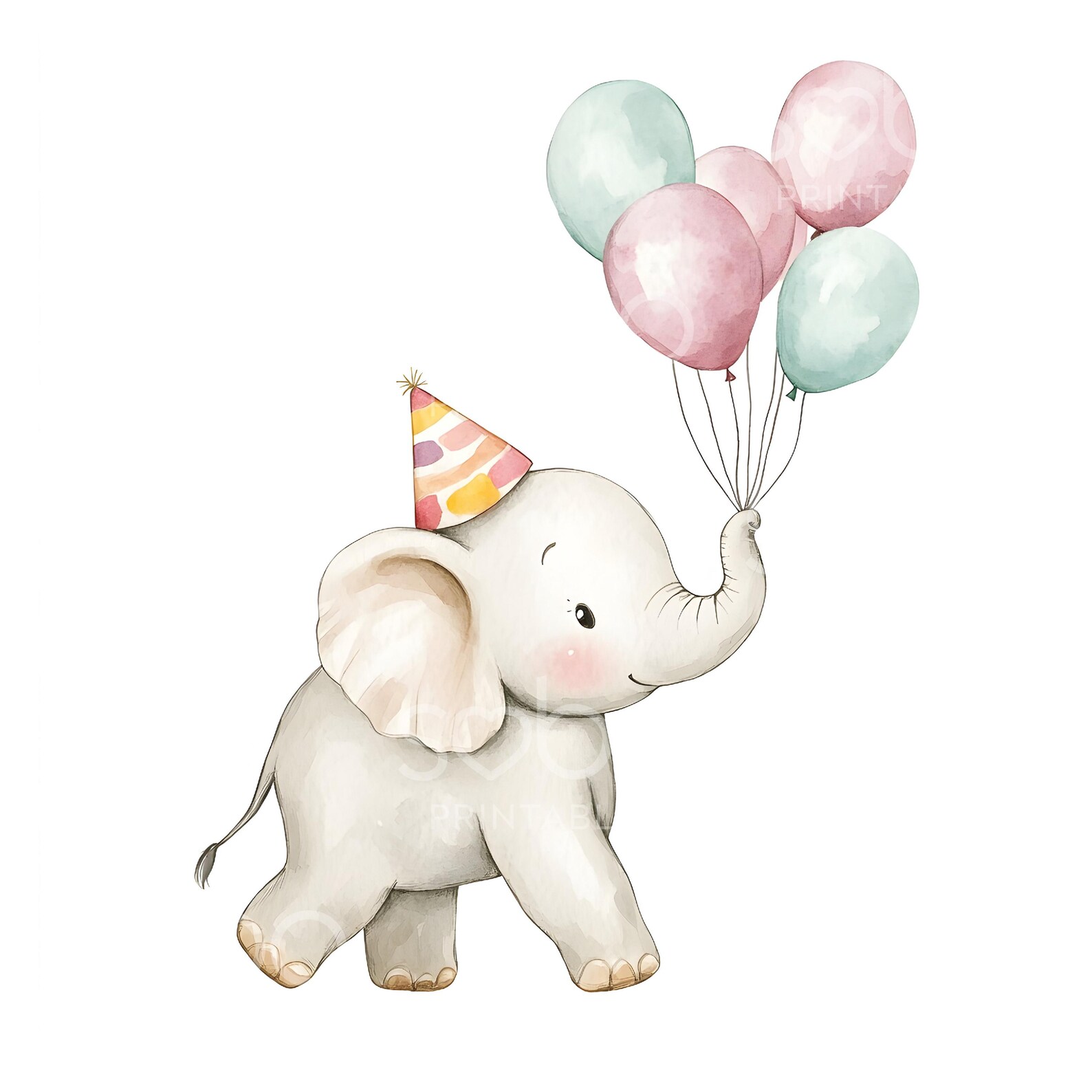 21 Baby Elephant Birthday Clipart, Cute Elephant, Baby Safari Animal ...