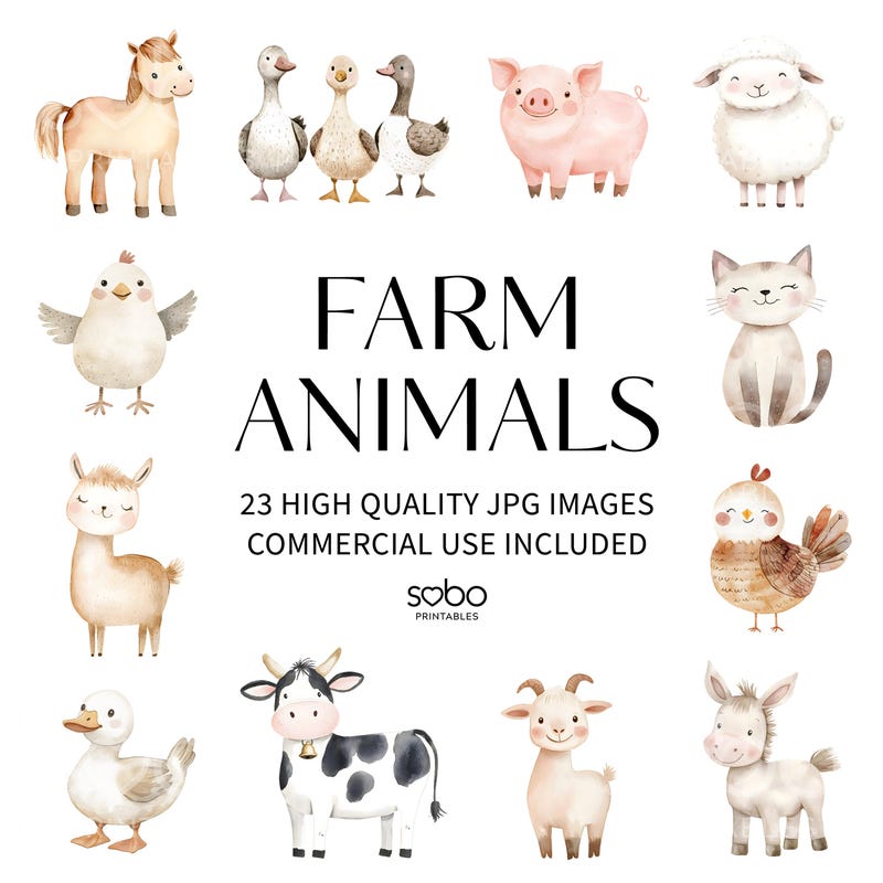 Cute Farm Animals Pdf - Etsy UK