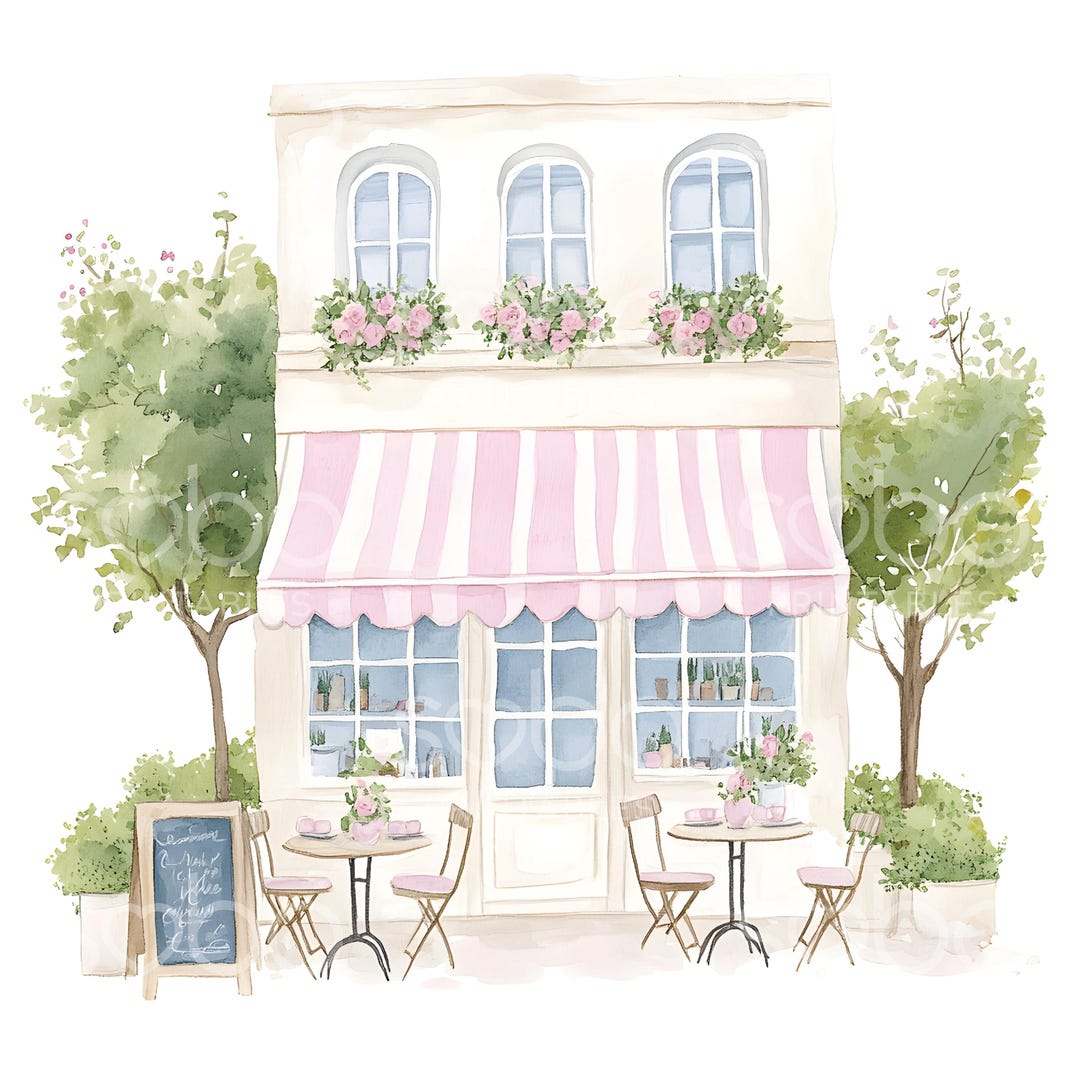 18 Cute Paris Cafe Clipart, Parisian Cafes, Paris Travel Art ...
