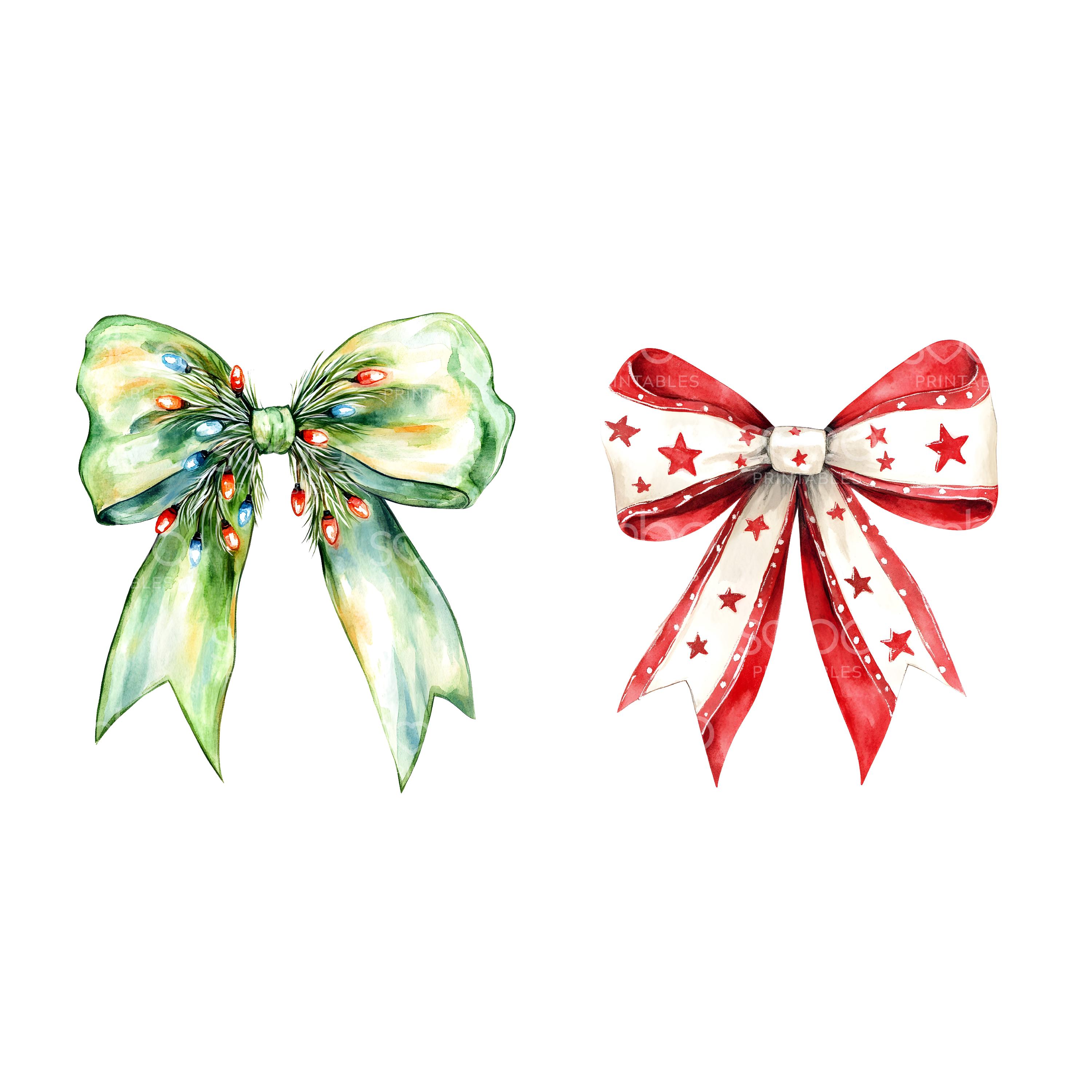 30 Assorted Christmas Bows Clipart, Festive Bow, Christmas Card Art ...