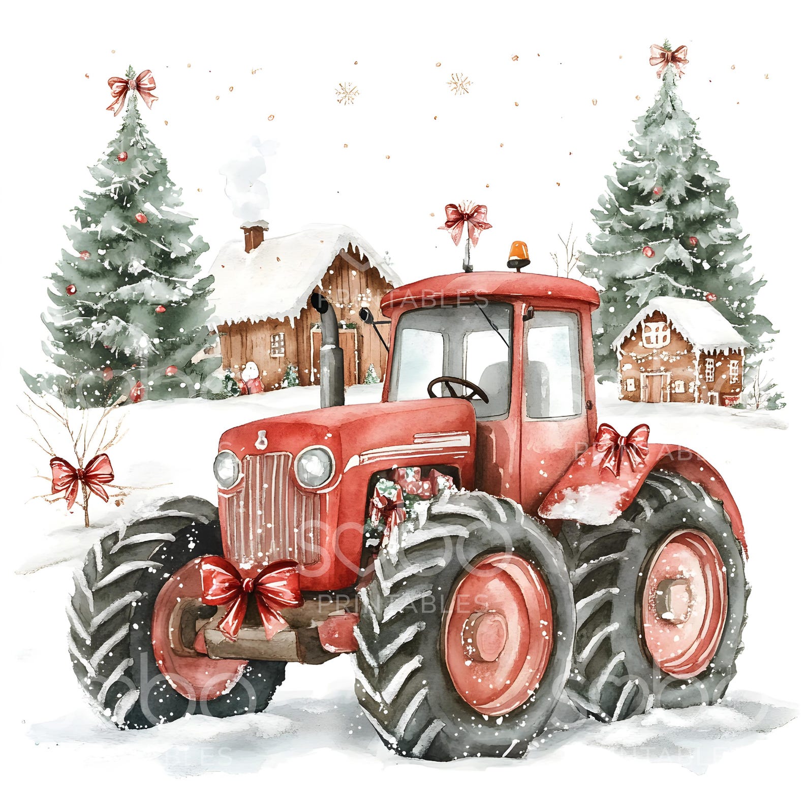 15 Christmas Farm Tractor Clipart, Christmas Clipart, Printable ...