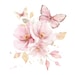 20 Pink Floral Butterflies Clipart, Boho Floral Gold Butterfly ...