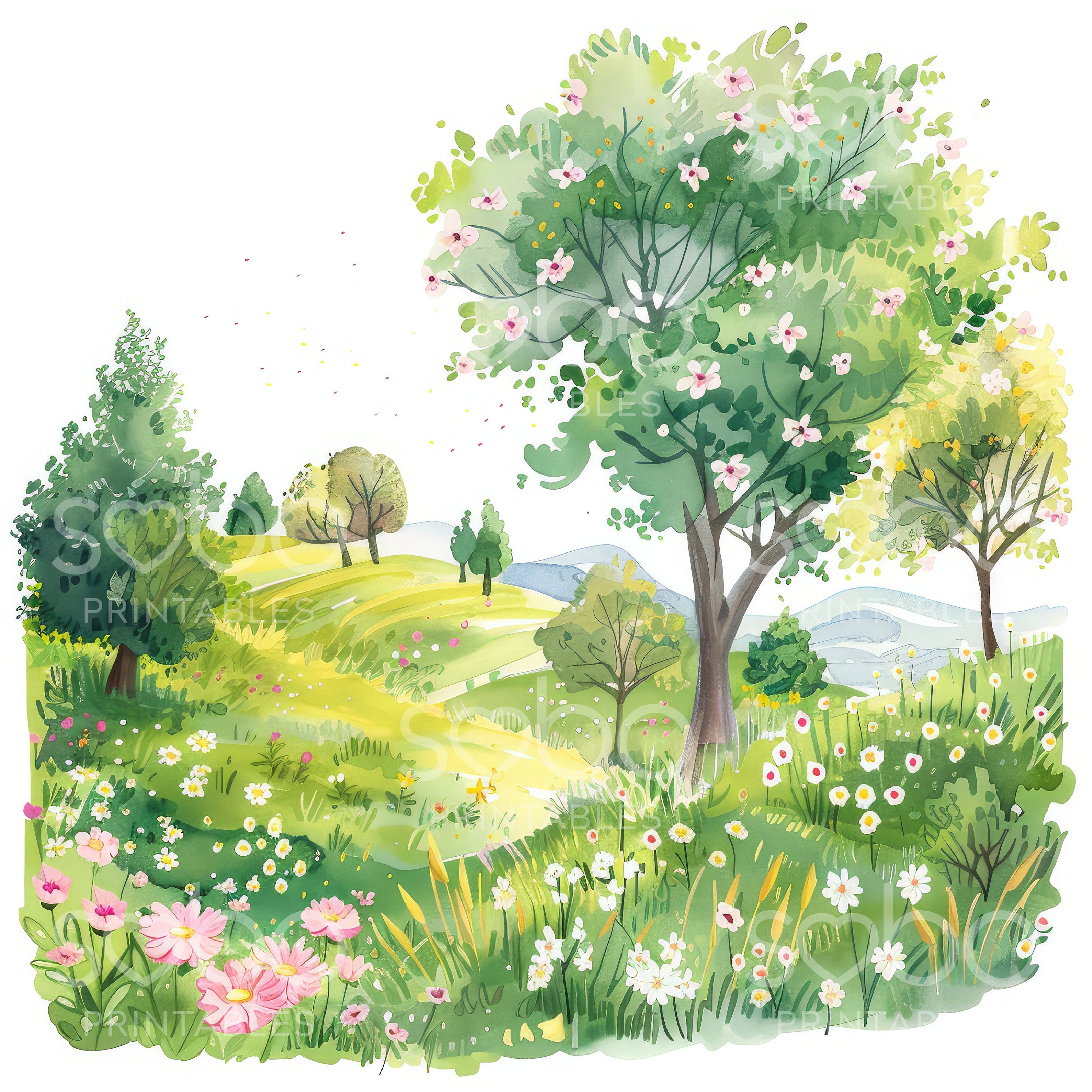16 Spring Garden Pretty Clipart, Spring Clipart, Watercolor Clipart ...