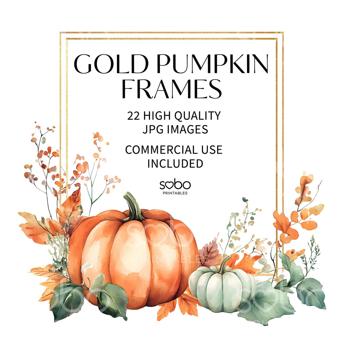 22 Gold Pumpkin Frame Clipart, Cute Fall Frame Border, High Quality ...