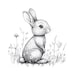 27 Black Ink Bunny Clipart, Line Art Clipart, Easter Card, Rabbit ...