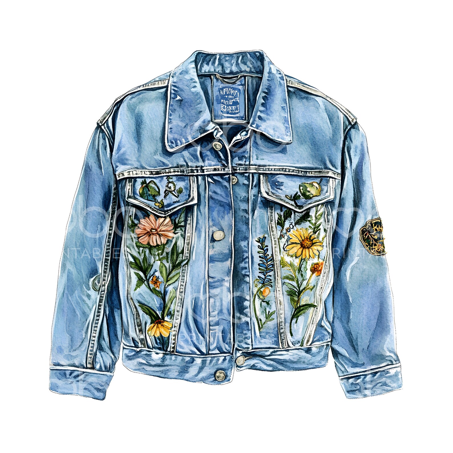 21 Denim Jacket Clipart, Cute Jeans Jacket, Jacket Watercolor Clipart ...