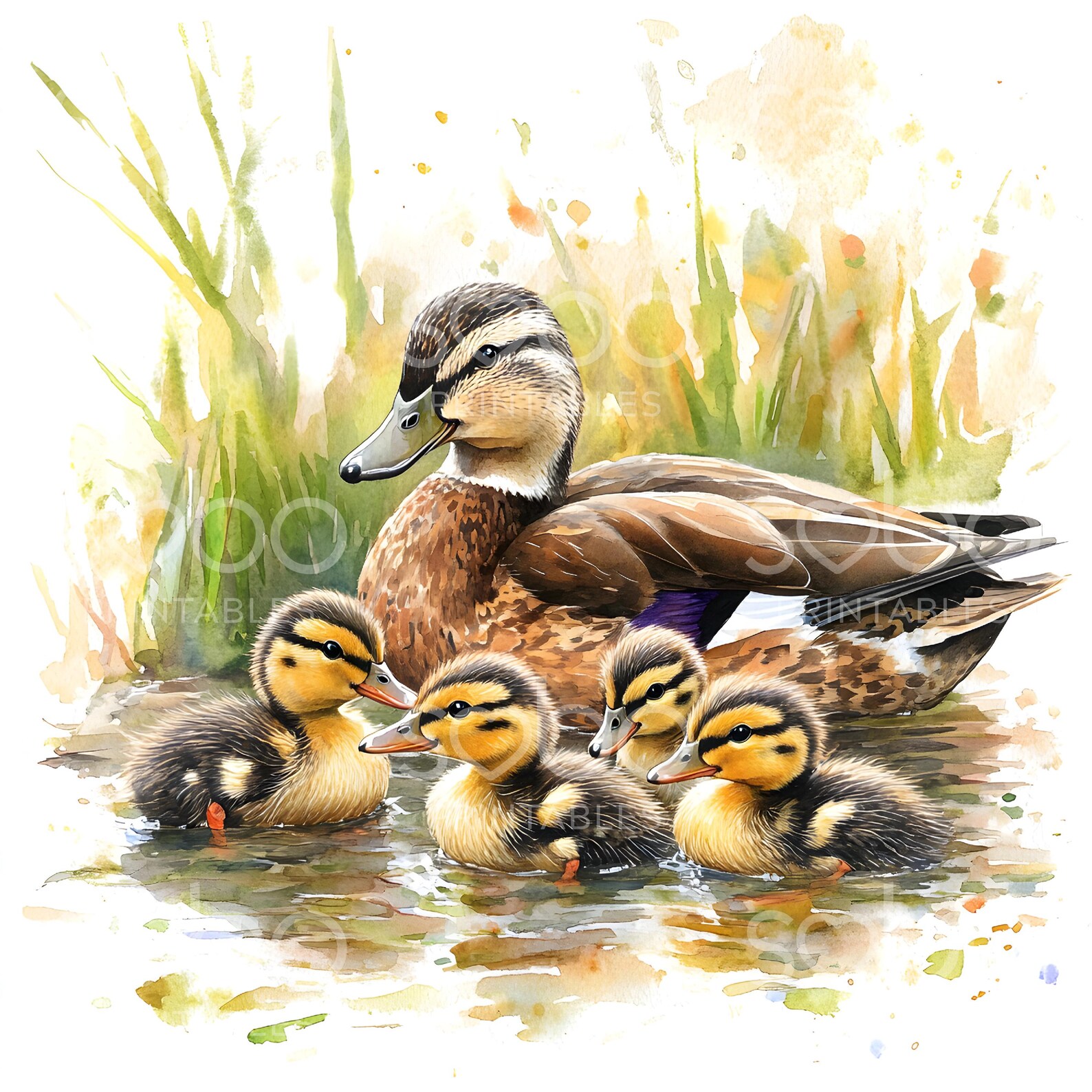 13 Mallard Ducks Clipart, Duck Clipart, Ducklings Pond, Printable ...