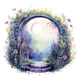 15 Magical Arch Clipart, Forest Halloween Clipart, Watercolor Clipart ...