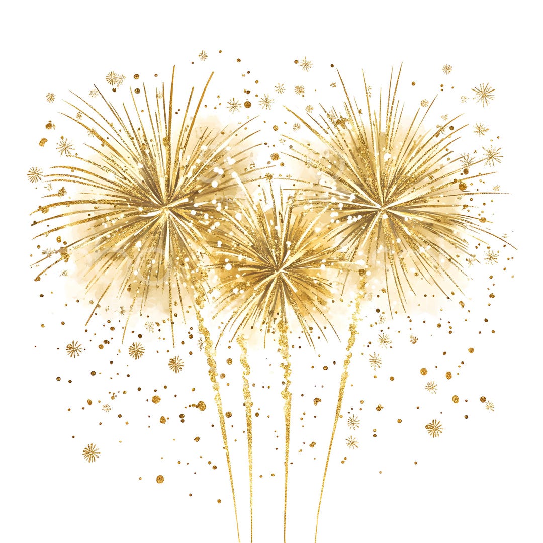 21 Gold Firecrackers Clipart, New Years Eve, Glitter Fireworks, High ...