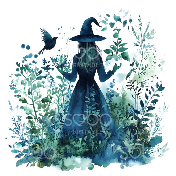 Garden Witch Clipart - Etsy