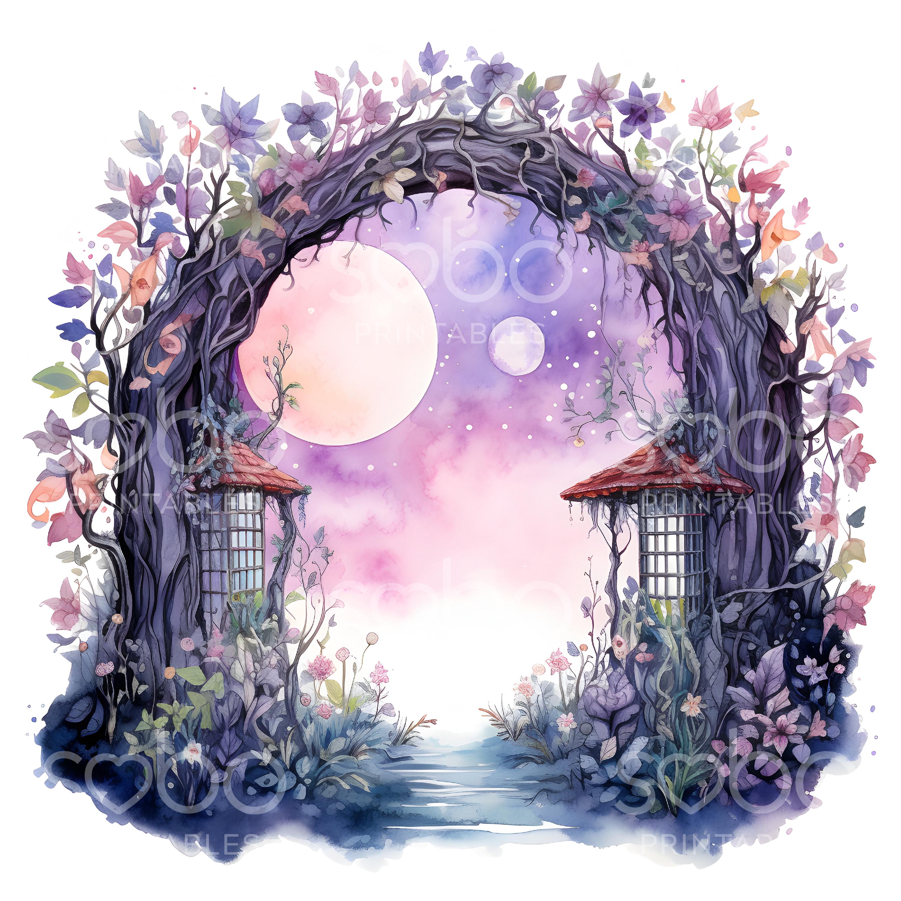 15 Magical Arch Clipart, Forest Halloween Clipart, Watercolor Clipart ...