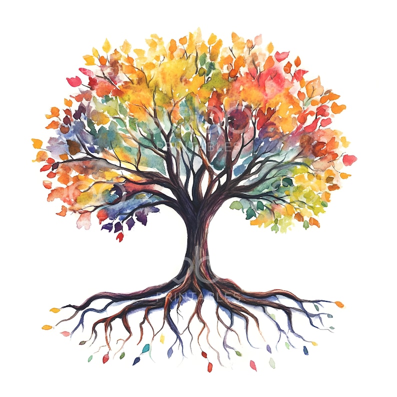 22 Rainbow Tree of Life Clipart, Family Tree, Oak Tree, Printable ...