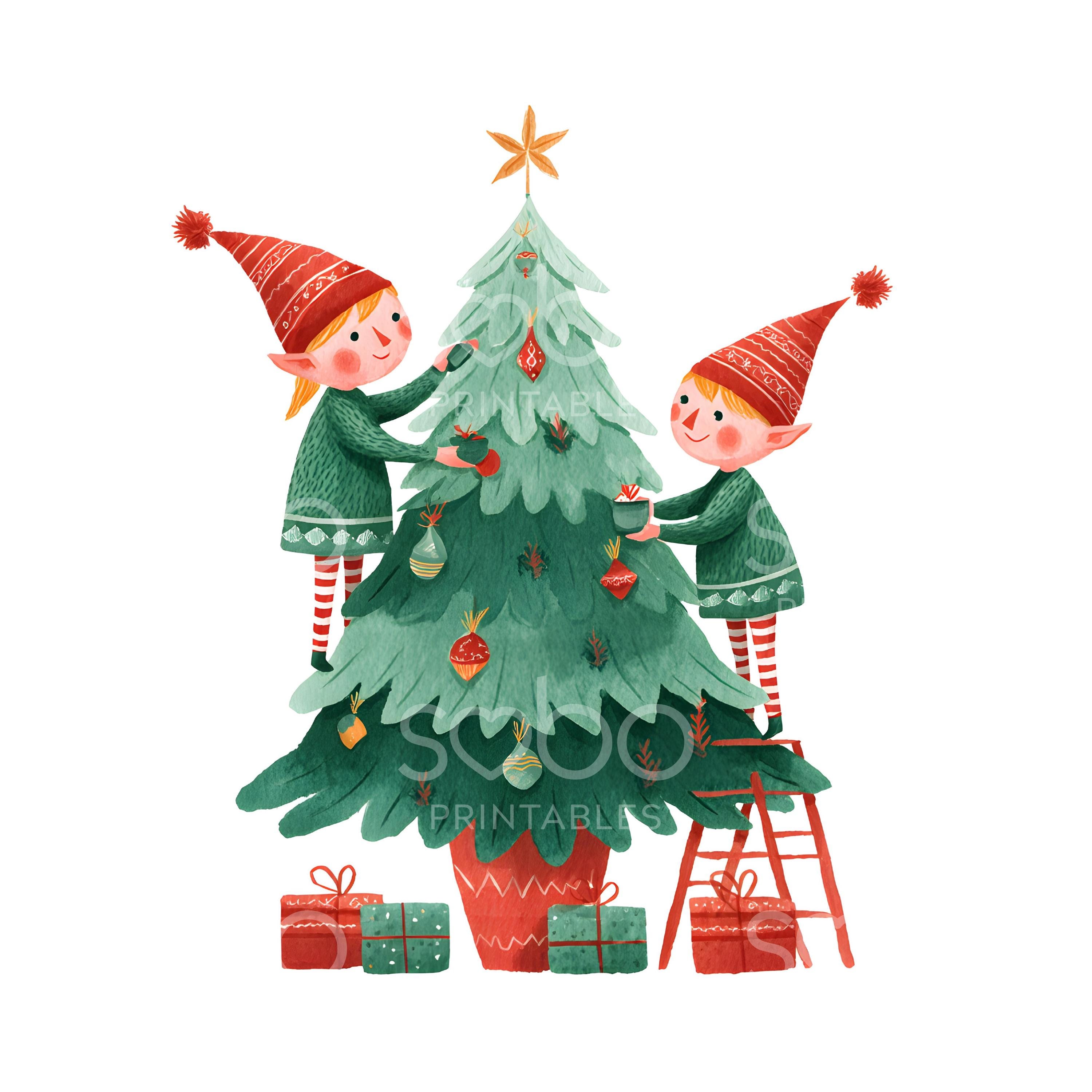 22 Xmas Tree Elves Clipart, Cute Christmas Elves, Christmas Clipart ...