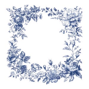 20 Blue Toile Frame Clipart, French Toil De Jouy, Chinoiserie Frames ...