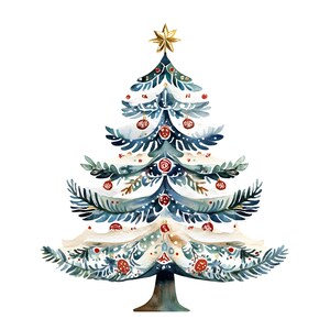 17 Scandinavian Folk Christmas Tree Clipart, Christmas Card Clipart ...