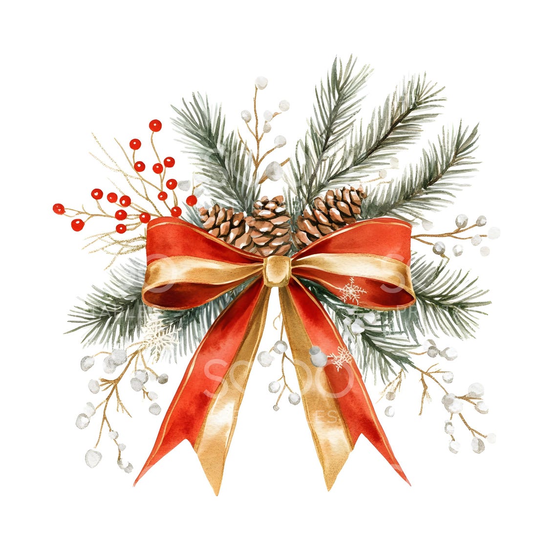 27 Xmas Red Ornament Clipart, Christmas Card, Gold Xmas Baubles ...