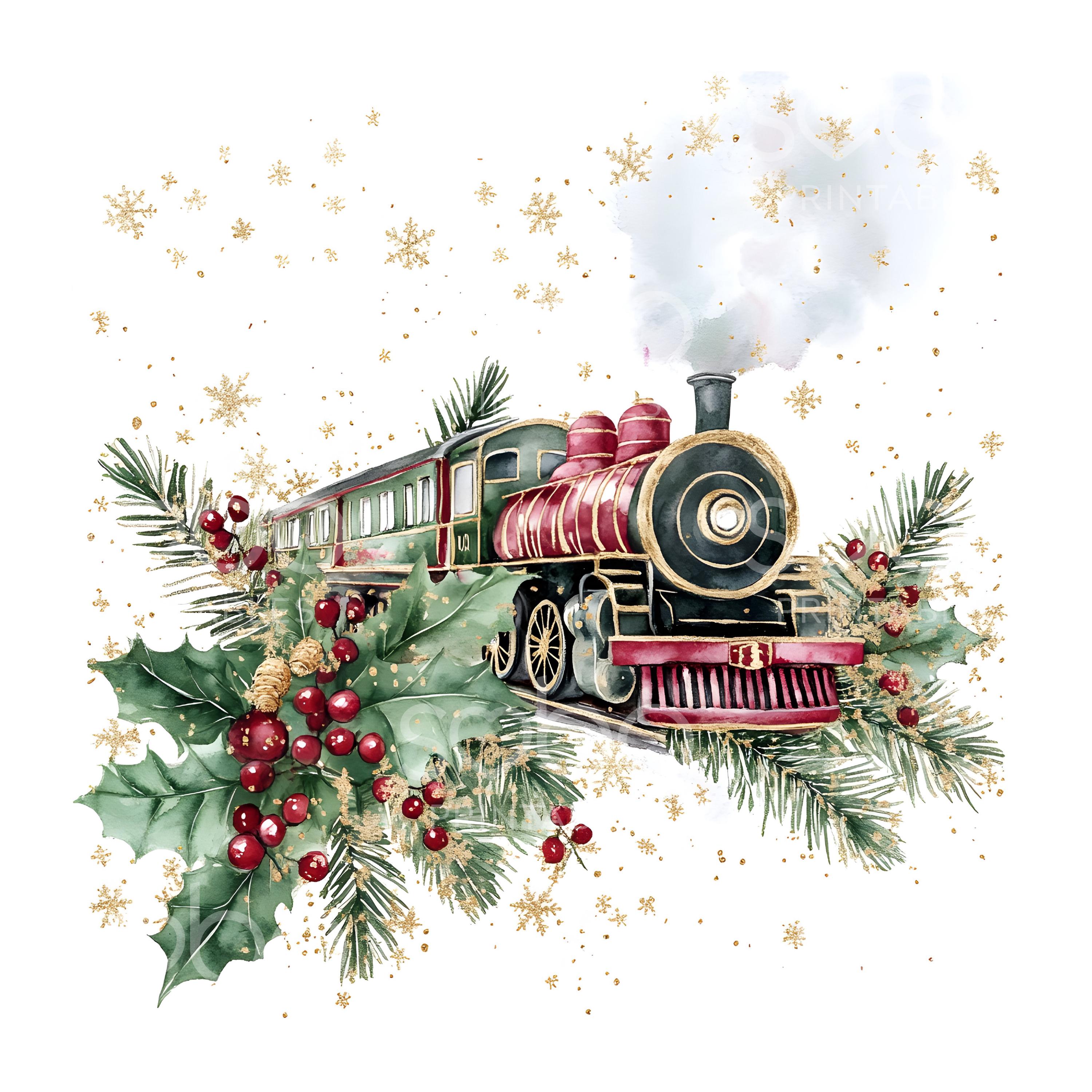 27 Xmas Polar Express Clipart, North Pole, Blue Train, Xmas Holiday ...