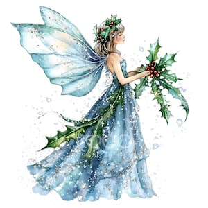 20 Christmas Fairy Clipart, Mistletoe Clipart, Fairy Garden Birthday ...