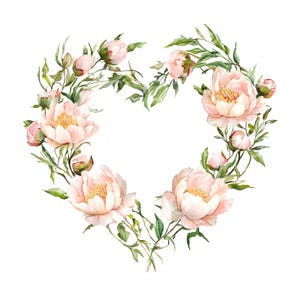 32 Floral Heart Wreaths Clipart, Valentine's Day Heart, High Quality ...