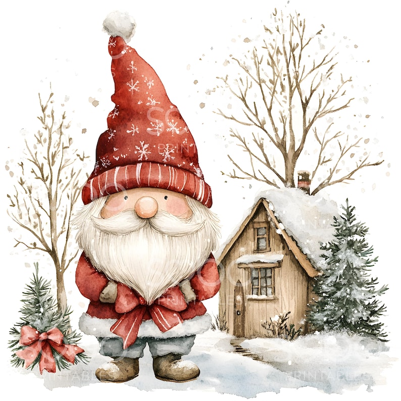 24 Christmas Gnomes Clipart, Winter Festive Clipart, Printable ...