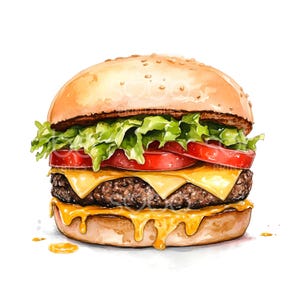 20 Tasty Burger Clipart, Fast Food Clipart, Hamburger, Printable ...