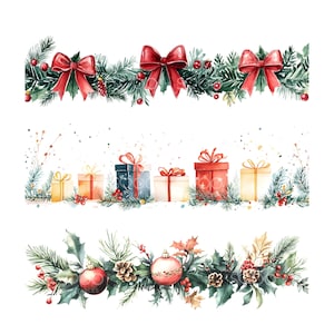 24 Christmas Garland Borders Clipart, Winter Christmas Festive Borders ...