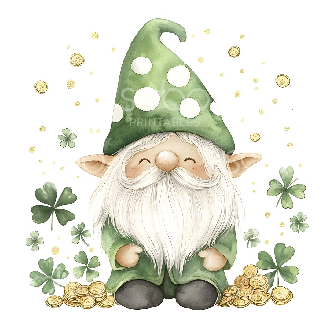 24 Saint Patrick’s Day Gnome Clipart, Cute Green Festive Gnome ...