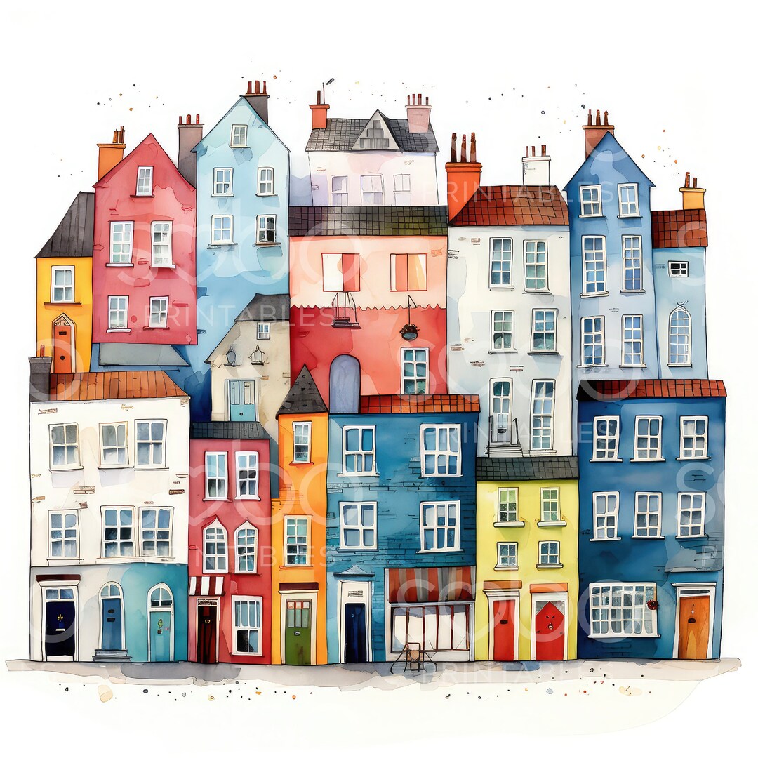 Quirky Houses Clipart - 12 High Quality Jpgs, Digital Download, Junk ...