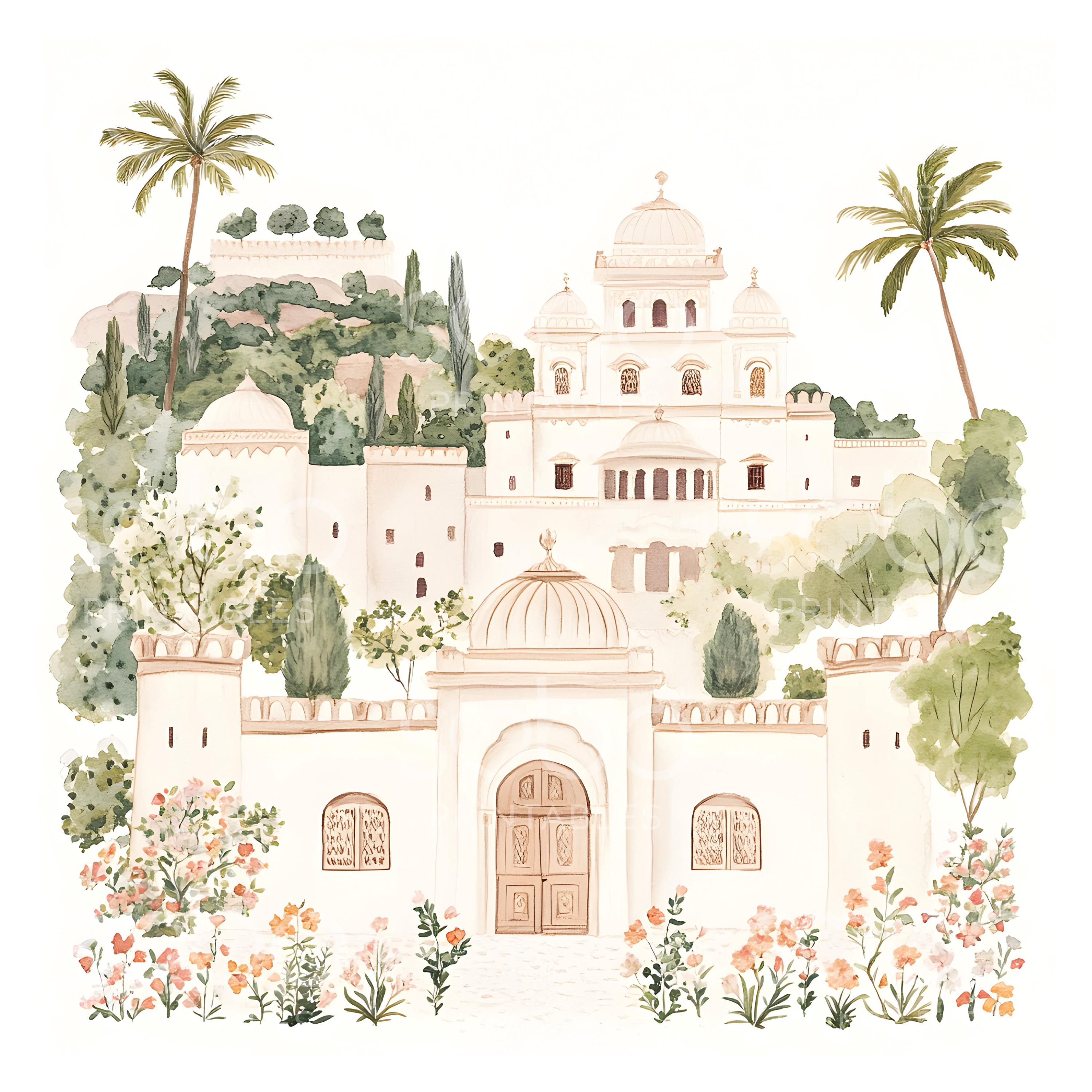 25 Cute Indian Palace Clipart, Royal Palace, India Travel Art ...