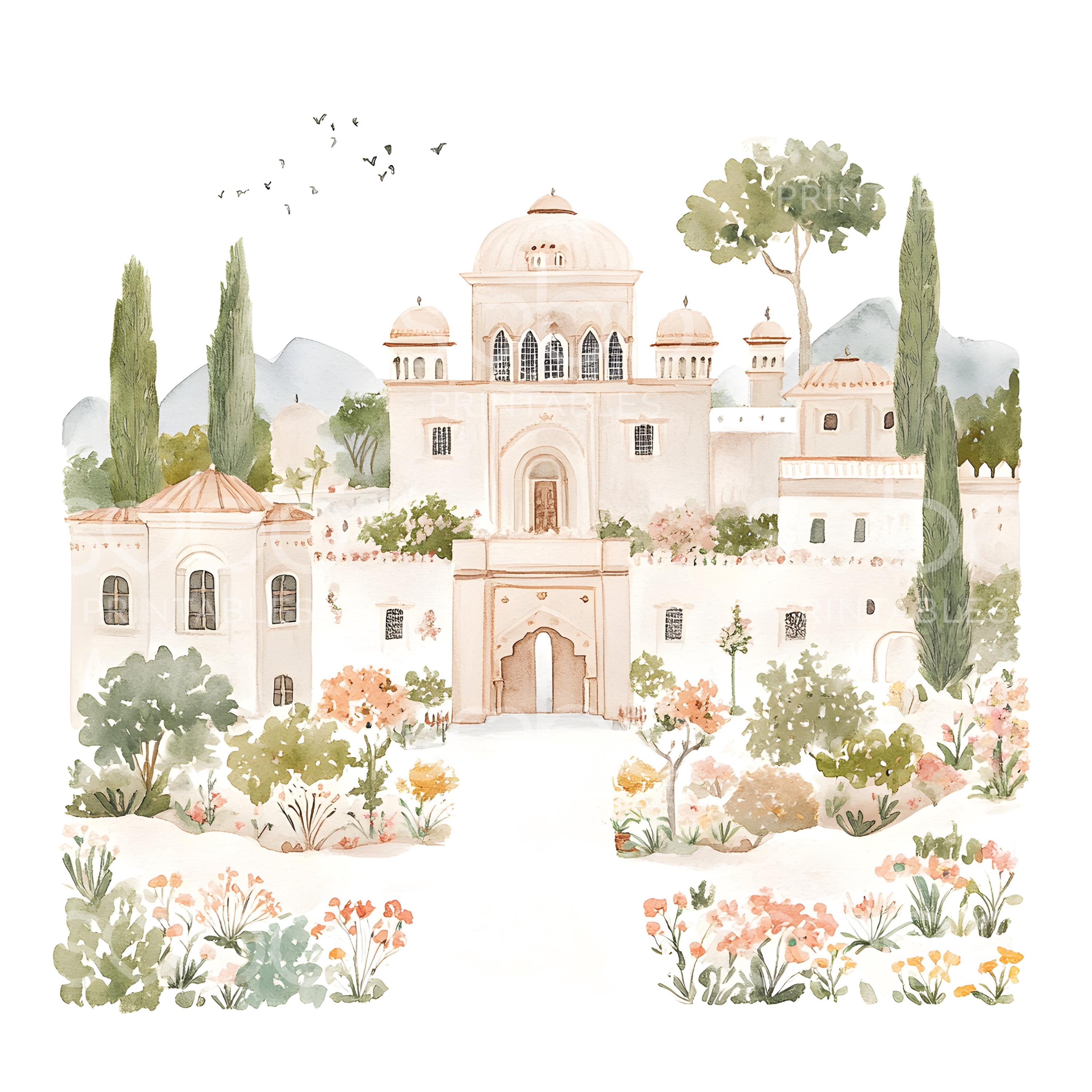 25 Cute Indian Palace Clipart, Royal Palace, India Travel Art ...
