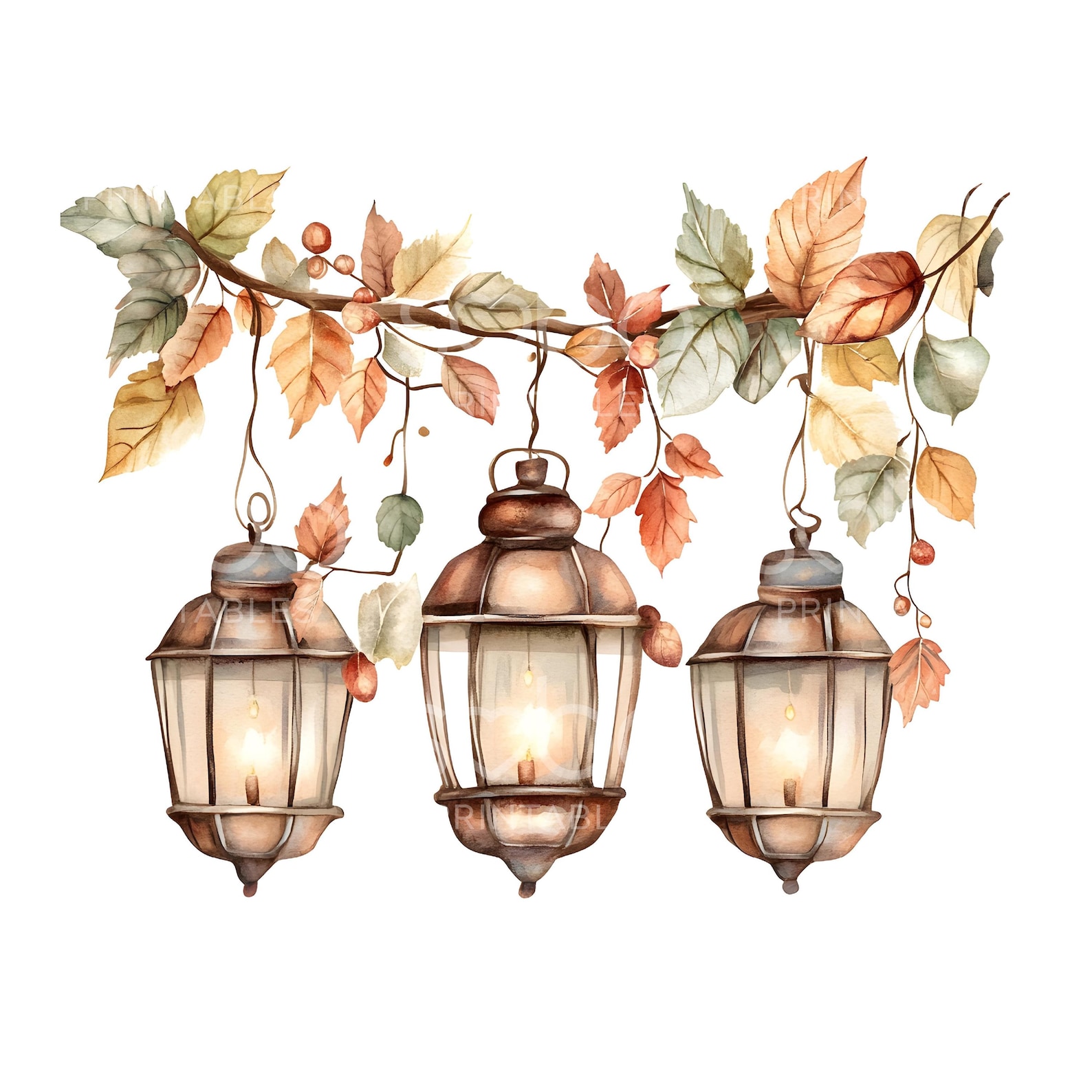27 Autumn Lanterns Clipart, Autumn Bunting, Fall Party Garland ...