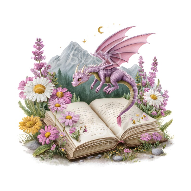 16 Magic Dragon Book Clipart, Dragon Fairy Tale, Printable Watercolor ...