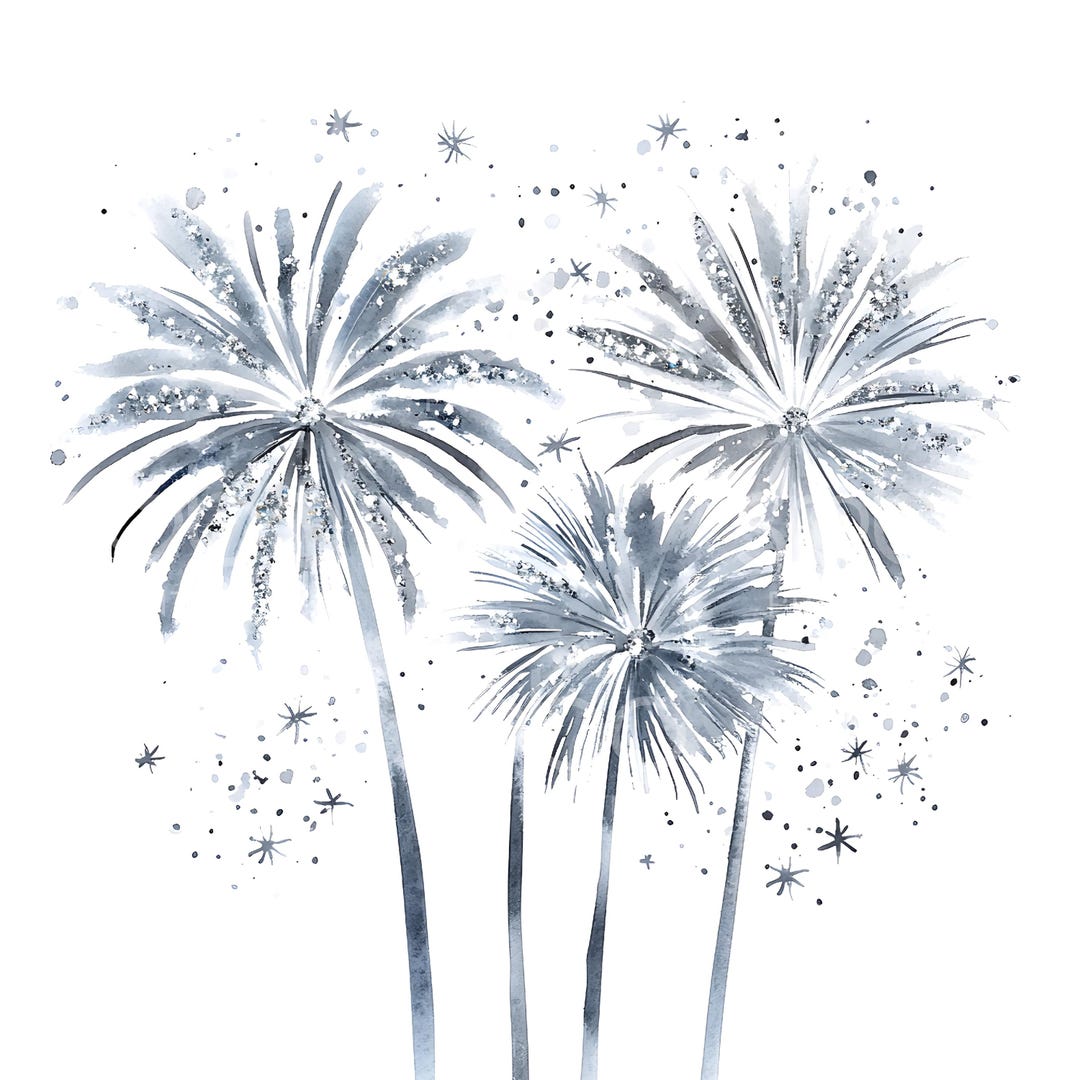 22 Silver Firecrackers Clipart, New Years Eve, Glitter Fireworks, High ...