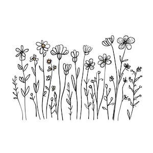 18 Doodle Wildflowers Clipart, Hand Drawn Botanical Flowers, High ...
