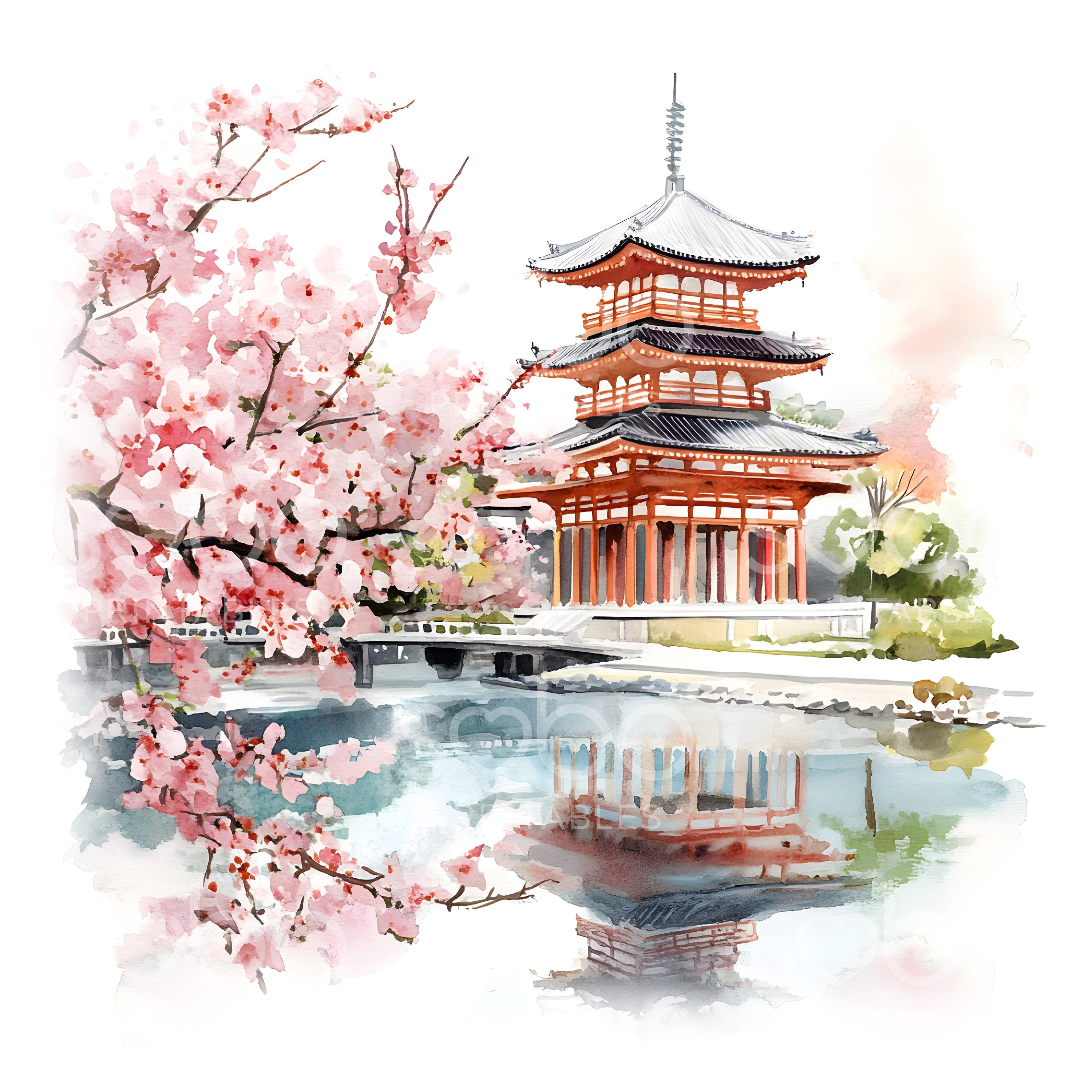 22 Japanese Temple Clipart, Japan Travel Landscape, Printable ...