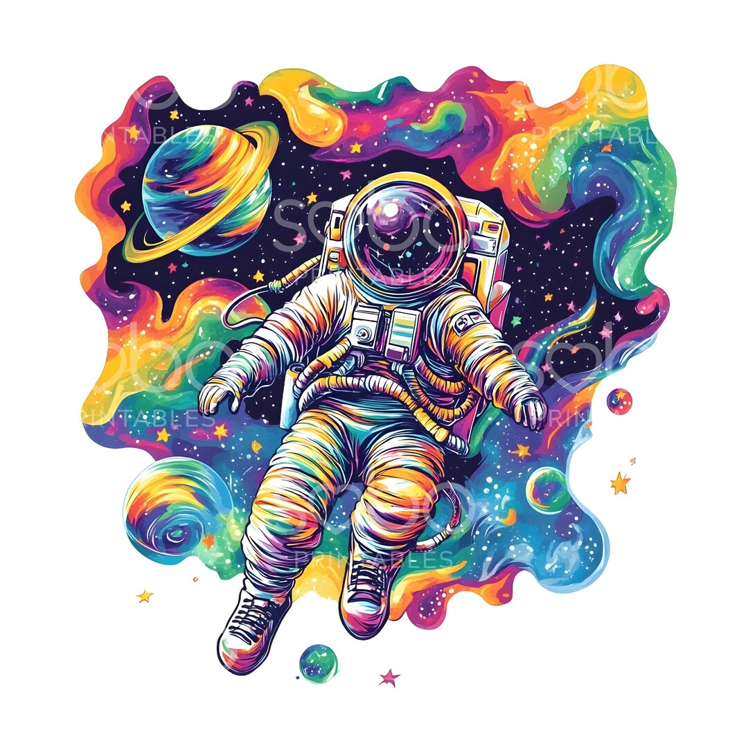 23 Rainbow Astronaut Clipart, Colorful Astronaut, Space Watercolor Art ...