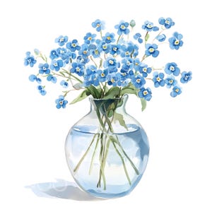 26 Forget Me Not Vase Clipart, Forget-me-not Flowers, Printable ...