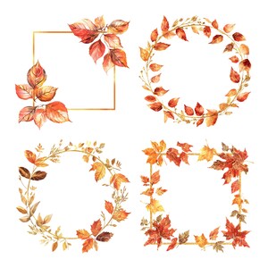 25 Gold Foil Autumn Frames Clipart, Gold Frame Border, High Quality ...