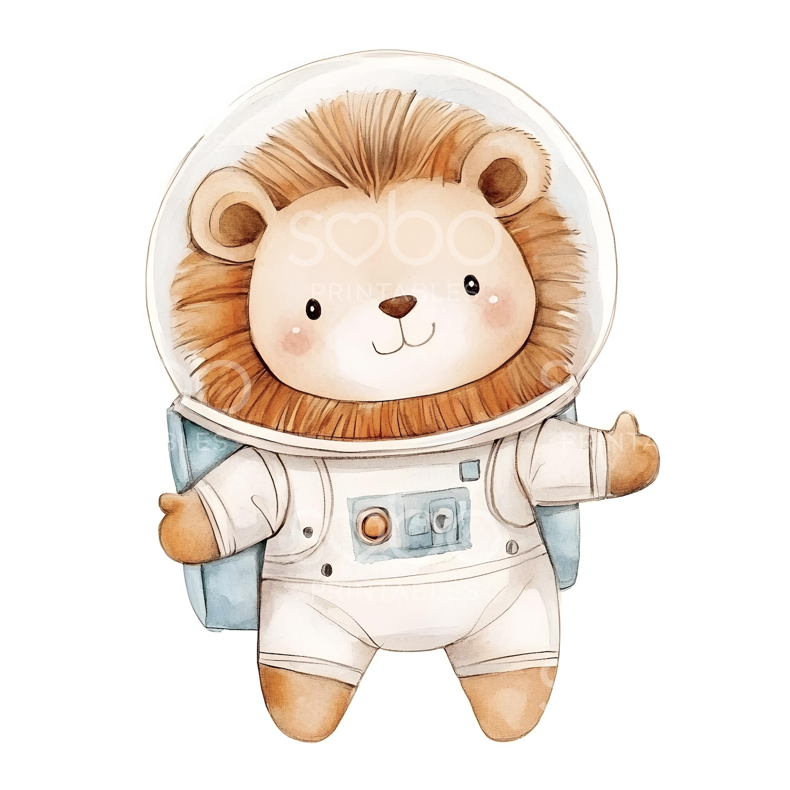 15 Cute Safari Astronaut Clipart, Lion, Giraffe, Nursery Art, Safari ...