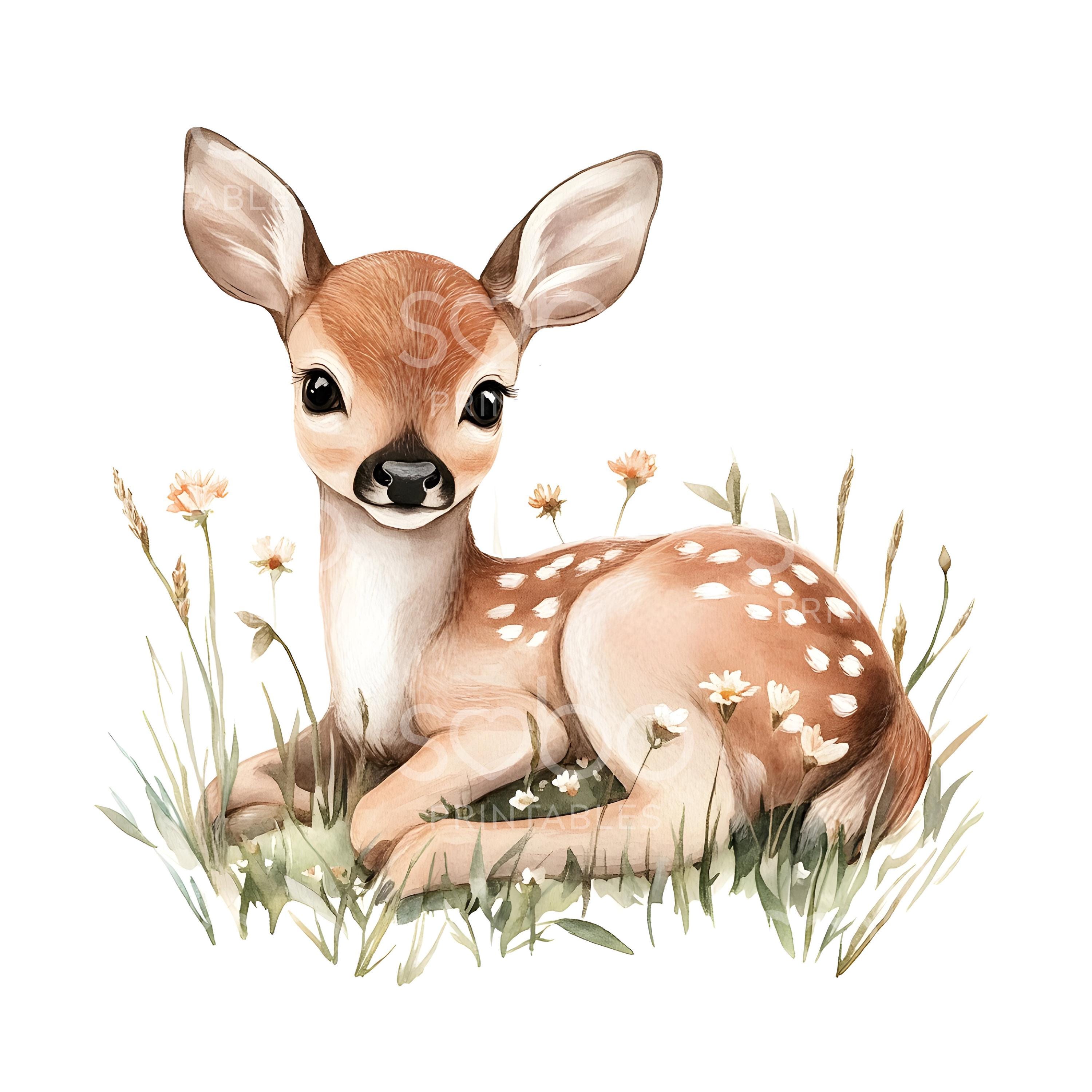 17 Fawn Baby Clipart, Bambi Nursery Art, Baby Deer, Printable ...