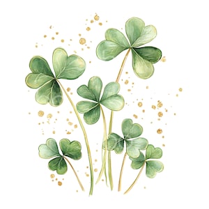 22 Saint Patrick’s Day Gold Clover Leaf Clipart, Shamrock Art ...