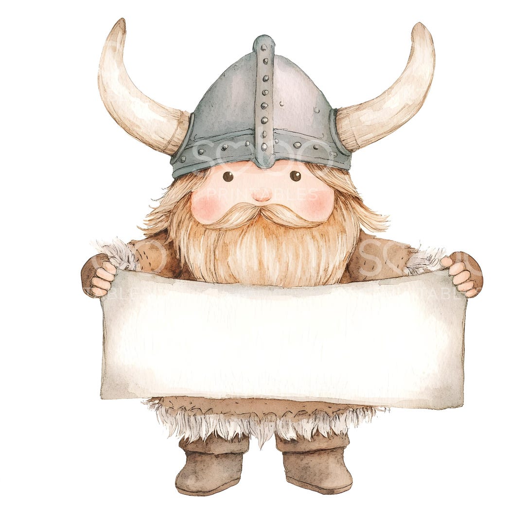 16 Cute Vikings With Banner Clipart, Cute Nordic Vikings, Nordic ...