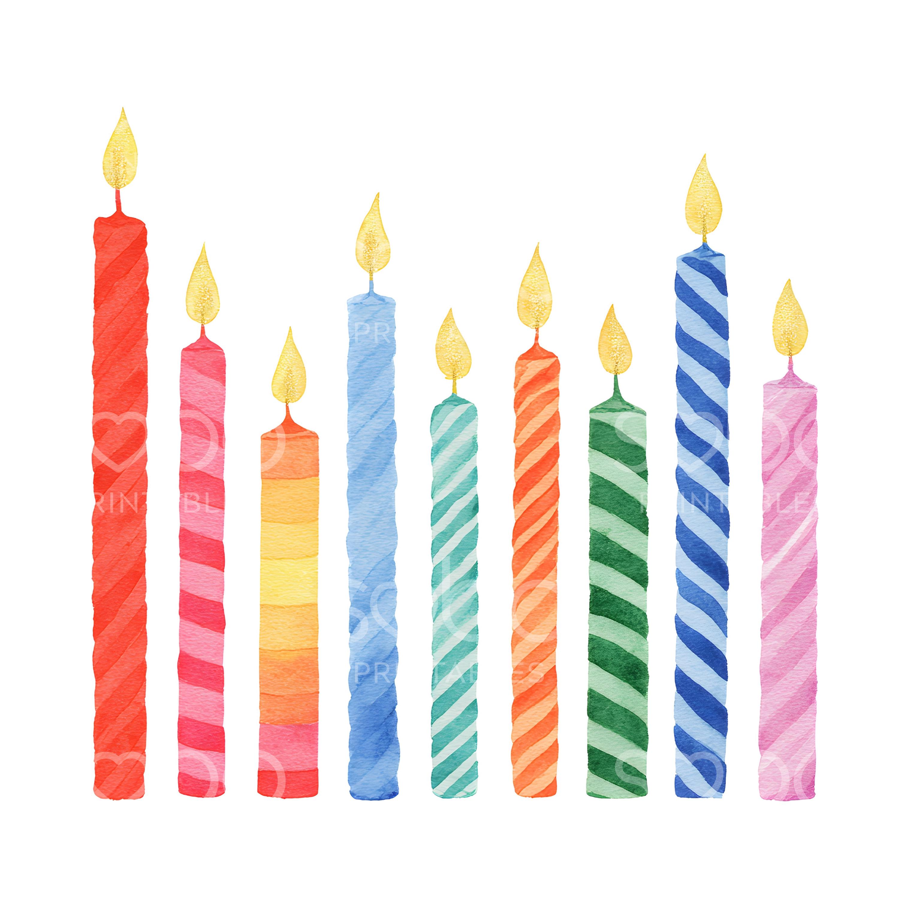 19 Colorful Bday Candles Clipart, Cute Birthday Candles Card, Printable ...