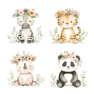 12 Boho Safari Animals Clipart, Nursery Art, Boho Safari Animals ...